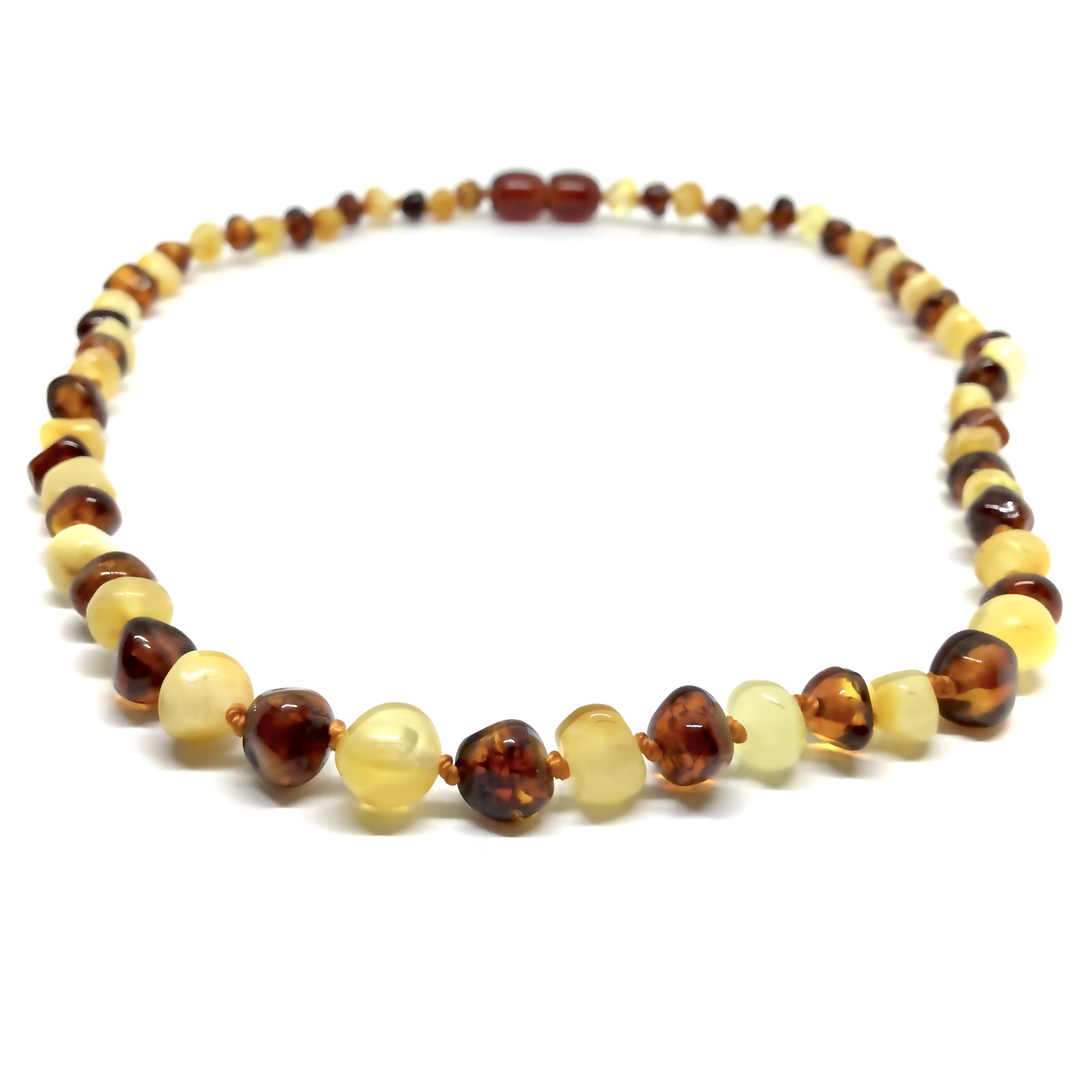 Colar de Âmbar Barroco Juvenil – Mulher Cognac e Manteiga – Colar de Âmbar